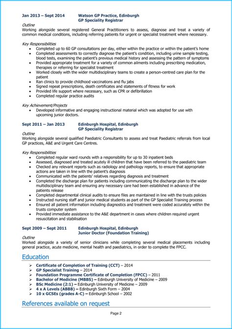 General Practitioner Cv Example Gp Guide [get Hired]