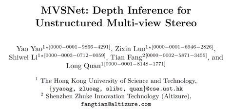 mvsnet depth inference for unstructured multi view stereo 知乎