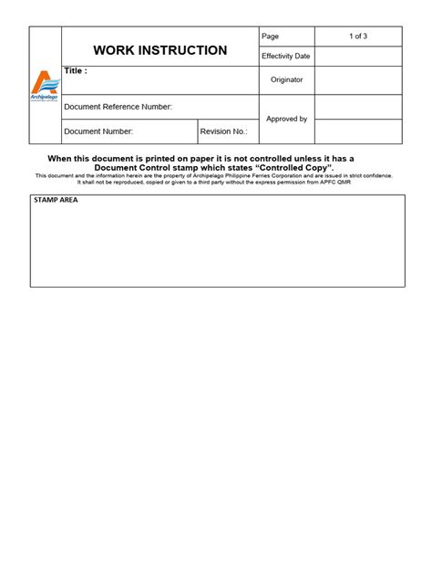 work instruction template pdf