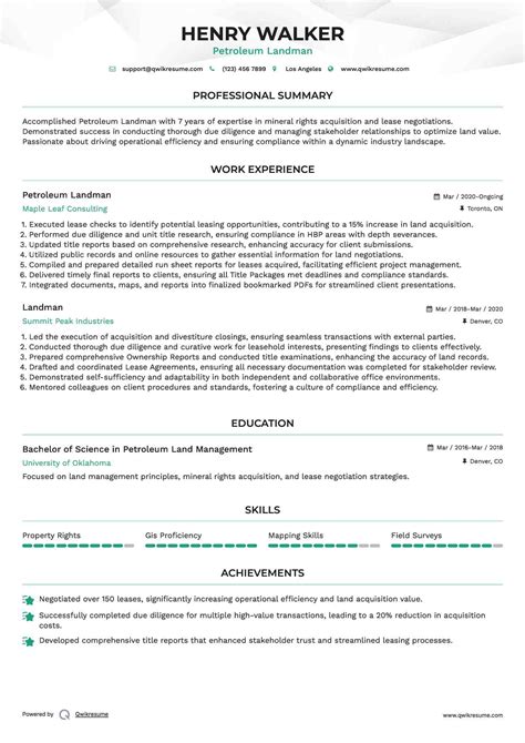 10 Landman Resume Samples And Templates For 2026