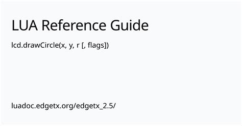 Lcddrawcirclex Y R Flags Lua Reference Guide