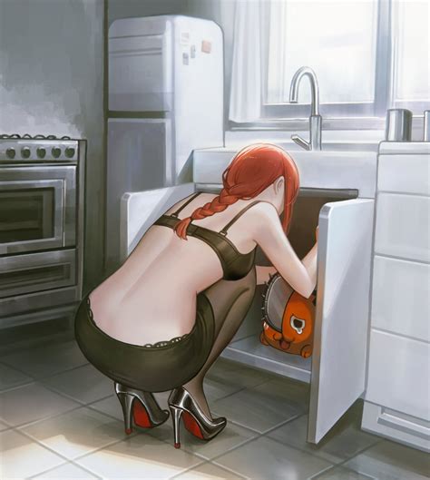 Mymzi Makima Chainsaw Man Pochita Chainsaw Man Chainsaw Man Highres 1girl Ass Black