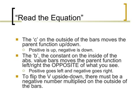 Absolute Value Functions Graphs PPT