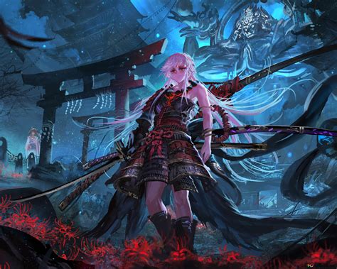 Anime Samurai Girl 8k Wallpaper Download