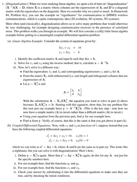 Solved Diagonalization When We Were Studying Linear Chegg Com