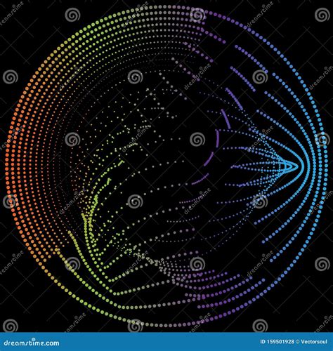 radial element with random dots circles rings as particles diffusion