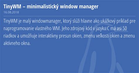 Tinywm Minimalistický Window Manager