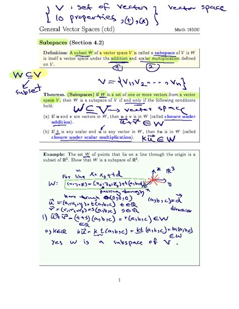 1850 Lecture 11 Completed Azar General Vector Spaces Ctd Math 1850u