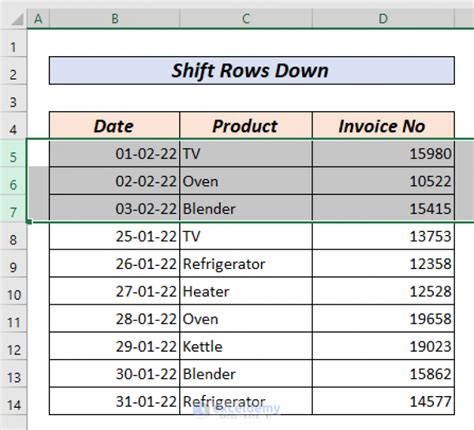 How To Shift Rows Down In Excel 3 Simple And Easy Ways Exceldemy