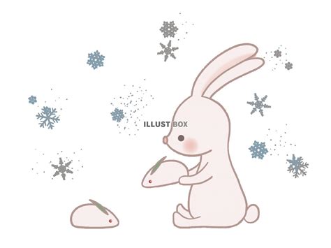 無料イラスト 雪ウサギとウサギ 線あり