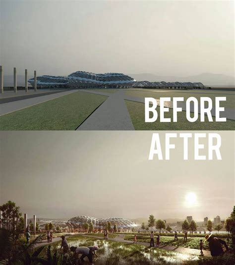 Impressive Stadium Archiviz By Photoshop Before And After Architecture Graphics Architecture