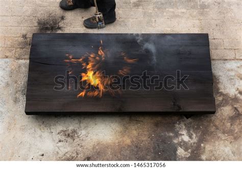 Man Holding Fire Torch Burning Big Stock Photo 1465317056 Shutterstock