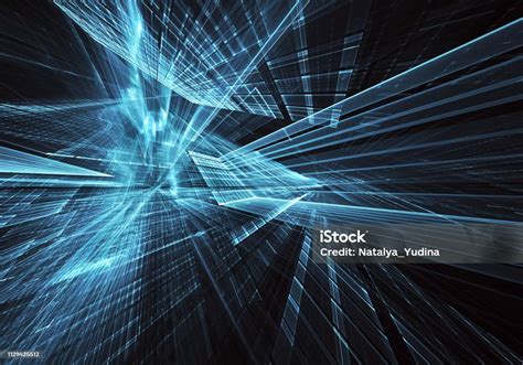3 차원 프랙탈 배경 3d 그림을 추상화 합니다 가상 네온 도시 디지털 생성 이미지에 대한 스톡 사진 및 기타 이미지 디지털 생성 이미지 지평선 추상적인 Istock