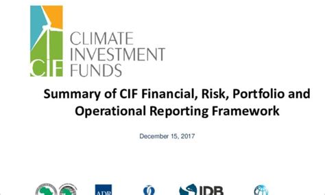cif financial risk portfolio and operational reporting framework