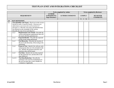 Test Unit And Integration Checklist In Word And Pdf Formats Page 4 Of 8 Test Unit And Integration Checklist In Word And Pdf Formats Page 4 Of 8