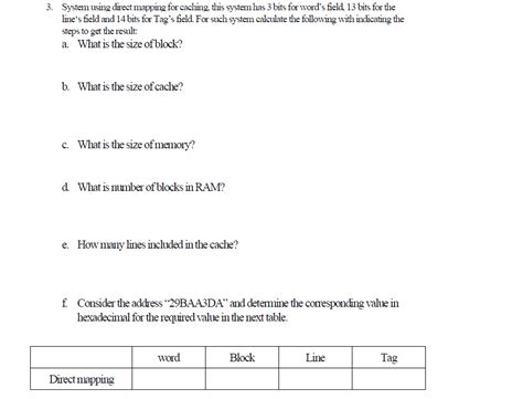 Solved 3 System Using Direct Mapping For Caching This