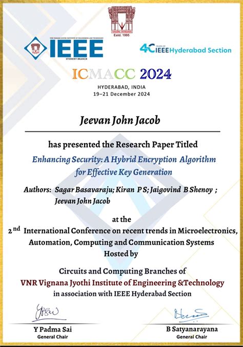 Encryption Research Datasecurity Collaboration Cybersecurity Jaigovind B Shenoy