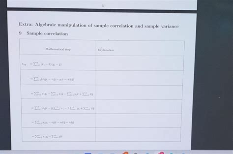 solved extra algebraic manipulation of sample correlation