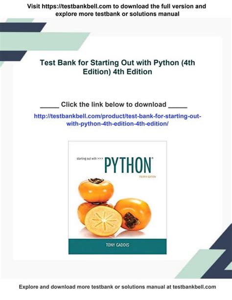 test bank for starting out with python 4th edition 4th edition pdf