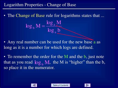PPT Logarithm Properties Change Of Base PowerPoint Presentation Free Download ID 1299747