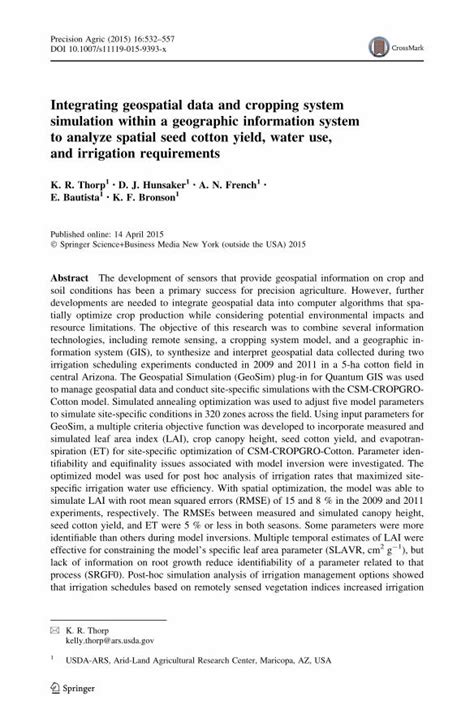 Pdf Integrating Geospatial Data And Cropping System Simulation Et