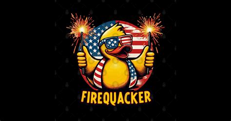 Firequacker Funny Duck Usa Flag 4th Of July Firequacker Sticker Teepublic