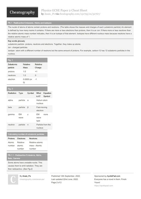 Physics Gcse Paper 2 Cheat Sheet By Anaispe 2 Pages Education
