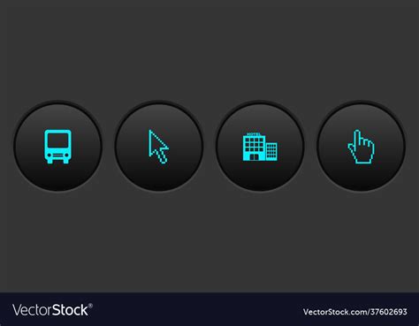 Set Bus Pixel Arrow Cursor Hotel Building Vector Image