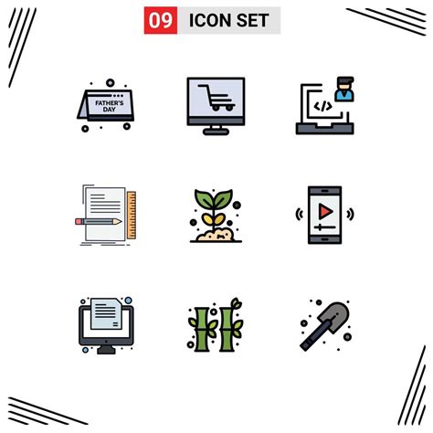 9 Creative Icons Modern Signs And Symbols Of Script File Coding Coding Programmer Editable