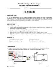 Lab RL Circuits Pdf Miami Dade College Wolfson Campus PHY L General Physics Lab II