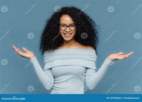 Shot Of Happy Naked Girl Touching Face On Grey Royalty Free Stock Image