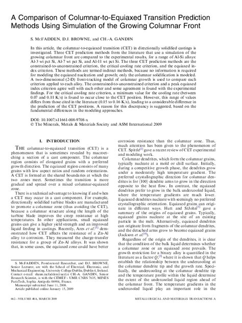 Pdf A Comparison Of Columnar To Equiaxed Transition Prediction