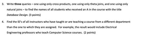 Solved Write Three Queries One Using Only Cross Chegg