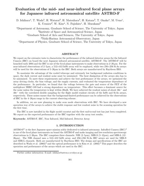 Pdf Evaluation Of The Mid And Near Infrared Focal Plane Arrays For Japanese Infrared