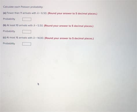 Solved Calculate Each Poisson Probability A Fewer Than Chegg Com