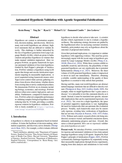 Automated Hypothesis Validation With Agentic Sequential Falsifications Pdf Hypothesis P Value