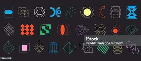 포스트 모던 레트로 추상 기하학적 모양 컬렉션 최소한의 바우 하우스 아이콘 간단한 그림 추상적인에 대한 스톡 벡터 아트 및 기타
