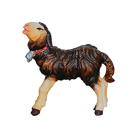 Agnello Nero In Piedi Legno Dipinto 95 Cm Presepe Heimatland Val