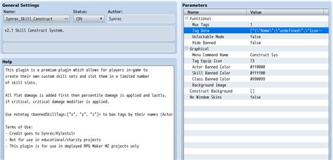 RPG Maker MZ Skill Construct By Synrec