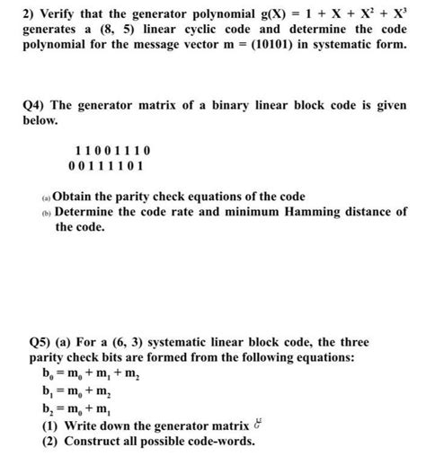 verify that the generator polynomial g x 1 x x2 x3