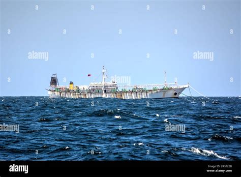 An Unidentified Chinese Fishing Boat Is Fishing With Nets In The Drake