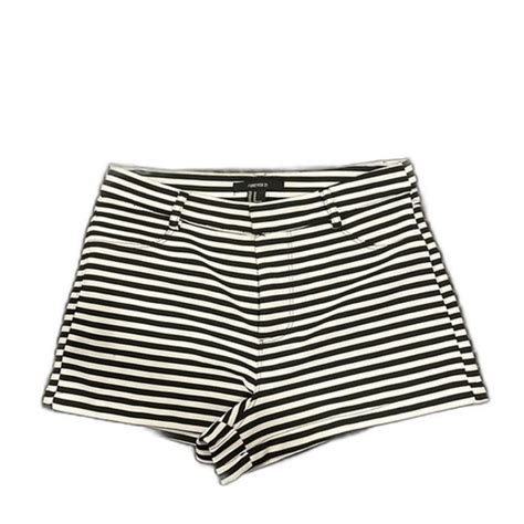 Forever 21 Black And White Striped High Waisted Shorts Size M Ebay