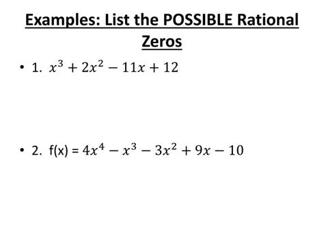 PPT 5 6A Rational Zeros Theorem PowerPoint Presentation ID 2506361