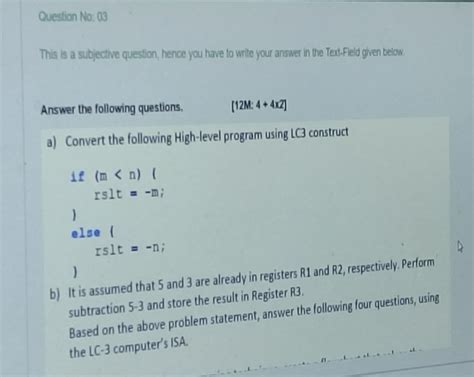 Solved Question № 03this Is A Subjective Question Hence