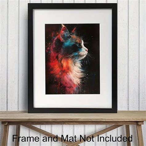 Постер с пъстър котарак от ленено платно 30x40см Hd печат Temu Bulgaria