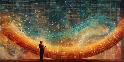 Printed Text Leading To Digital Information Age Galaxy Generative Ai Stock Illustration