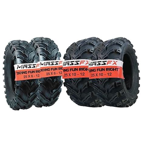 Massfx 25x8 12 Front 2 And 25x10 12 Rear 2 Tire Set For All Terrain