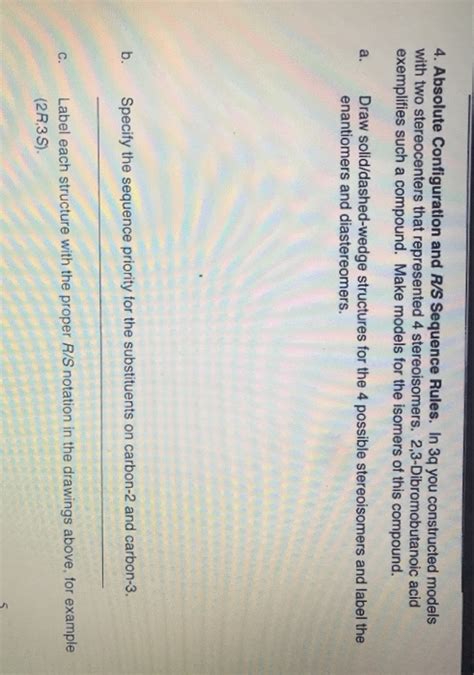 Solved 4 Absolute Configuration And Rs Sequence Rules In