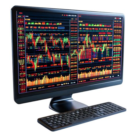 Stock Market Data Visualization On Computer Screen With Charts 56254810 Png