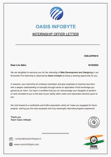 Oasisinfobyte Webdevelopment Oasisinfobyte Lilu Sahu